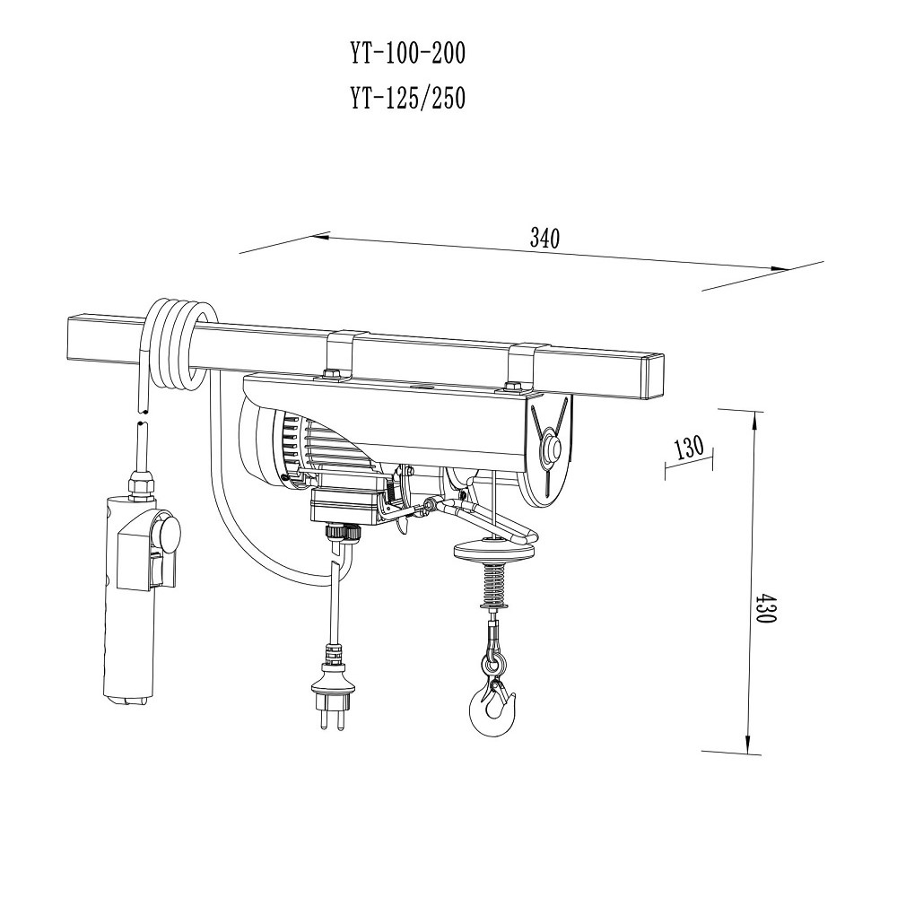 Elektrischer Mini-Seilhebezug für 125-250kg 20-10m YT-125/250 | TOR ...
